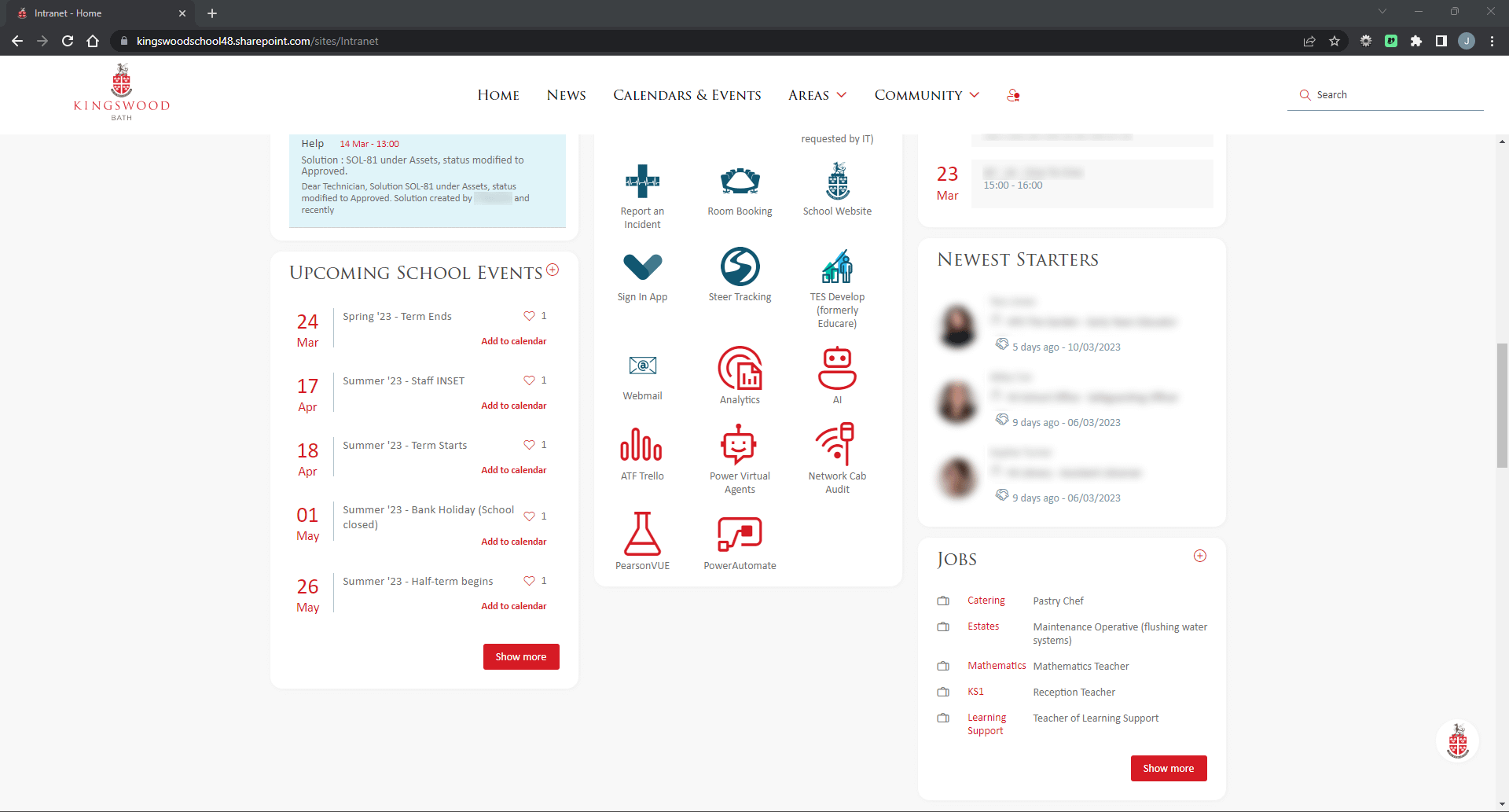 Involv intranet business case: Kingswood School
