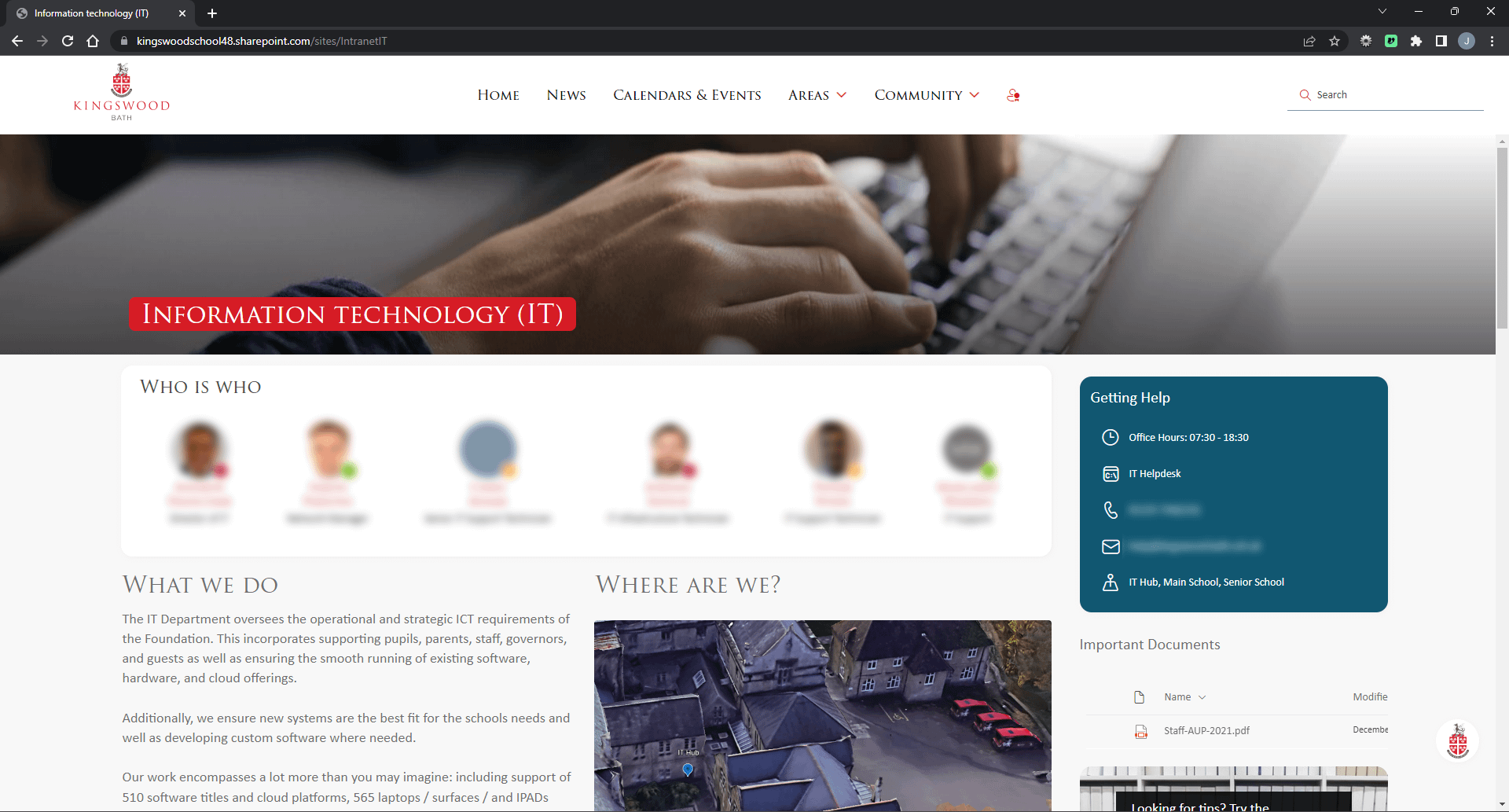 Involv intranet business case: Kingswood School